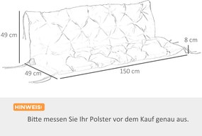 Outsunny 3místný polštář na lavici 150 x 98 x 8 cm, polštář na lavici s popruhy, polštář na sedadlo, polštář na venkovní/venkovní židle, polštář na s…