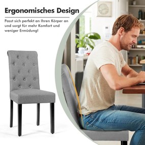 Costway Sada 2 knoflíkových všívaných jídelních židlí Polstrované