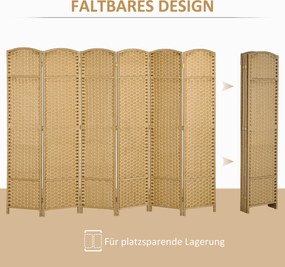 HOMCOM 6 Panelů 240 x 170 cm Bambusový Paravan Skládací Zábrana pro Ochranu Soukromí do Obývacího Pokoje Přirodní