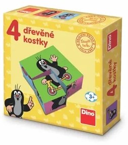 Dino Dřevěné obrázkové kostky Krteček - 4 kostky