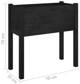 Zahradní truhlíky 2 ks černé 70 x 31 x 70 cm masivní borovice,  810828
