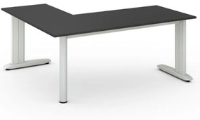 Rohový kancelářský psací stůl PRIMO FLEXIBLE, 1800 x 1600 mm, grafitová