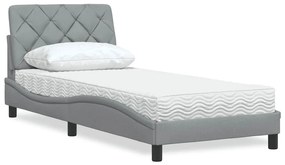 Postel s matrací světle šedá 90 x 190 cm textil 3310706