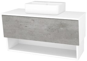 Dřevojas Koupelnová skříň INVENCE SZZO 100 (umyvadlo Joy 3) Varianta: L01 Bílá vysoký lesk / D01 Beton