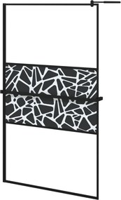 Zástěna do průchozí sprchy s policí černá 115x195 cm ESG/hliník 3185484