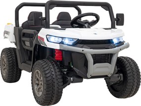 Ramiz Dětské auto Pick-Up Speed 900 bílé + pohon 4x4 + pohyblivá korba + zavazadlový prostor + dálkové ovládání + lopatka + LED a zvuky