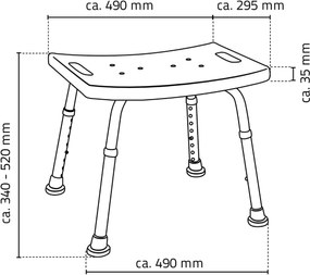 Ridder, Koupelnová židle, nastavitelná výška, bílá, A00601101