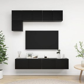 5dílný set TV skříněk černý dřevotříska