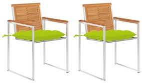 Zahradní židle s poduškami 2 ks masivní akáciové dřevo a ocel 3061514