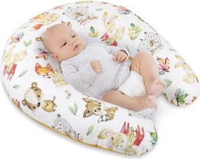 Bellatex Kojicí polštář s povlakem na zip Bílá,Žlutá 180 cm, po obvodu