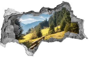 Wallmuralia Díra 3D ve zdi nálepka Podzim v horách 95x73 cm