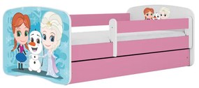 Kocot Kids Dětská postel LEDOVÉ KRÁLOVSTVÍ růžová Velikost postele: 140x70, Matrace: Bez matrace, Šuplík: Se šuplíkem