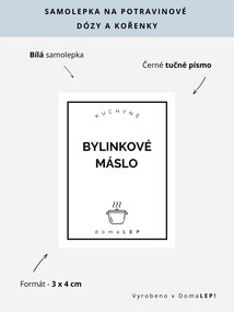 Samolepka na kořenky BYLINKOVÉ MÁSLO bílá 3 × 4 cm tučné písmo