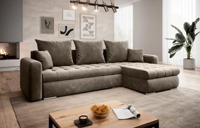 Rozkládací rohová sedačka CANVIA 238x151 univerzální hnědá