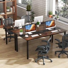 Costway Konferenční stůl pro 8-10 osob obdélníkový – 180 × 90 cm, hnědý