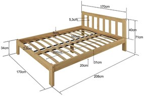 Eoshop Dřevěná postel Ofelia 160x200 + rošt ZDARMA - borovice