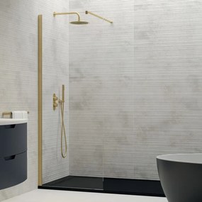 Erga Paris, sprchová zástěna Walk-In 80x200 cm, 8mm čiré sklo, zlatý lesklý profil, ERG-V02-PARIS-080x200-CL-GD
