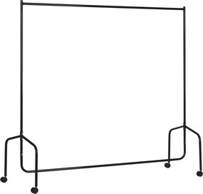 HOMCOM Stojan na oblečení s kolečky, pevný kovový rám, nosnost 140 kg, 180 x 60 x 170 cm, černá ocel | Aosom