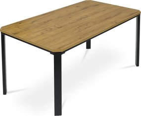 Autronic Stůl jídelní,  MDF deska, dýha divoký dub, kovové nohy, černý lak AT-621 OAK