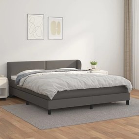 Box spring postel s matrací šedá 180x200 cm umělá kůže