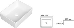 Gamma Juga, umyvadlo na desku 480x370x140 mm, bílá lesklá, GMA-UC-JUGA