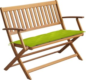vidaXL Zahradní lavice s poduškou 120 cm masivní akáciové dřevo [3064262] Barva: Jasně zelená