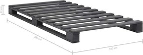 Rám postele z palet šedý masivní borovice 100 x 200 cm 285249