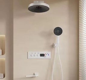 Podomítkový termostatický sprchový systém ELITE EDITION BCS1698 s LED, otočným výtokem a více barevnými provedeními — Černá