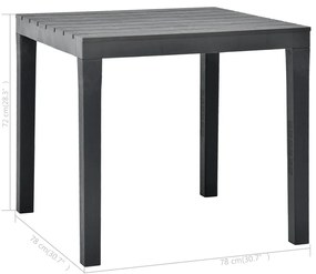 vidaXL Marketos Zahradní stůl antracitový 78 x 78 x 72 cm plast
