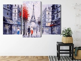 Vícedílný obraz Pohled Na Pařížskou Ulici Jako Namalovanou Nedostatek Nedostatek Plátno Canvas 150x100