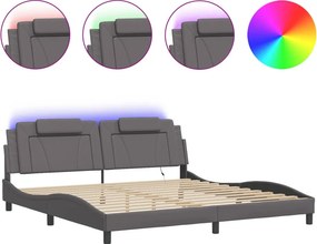 Rám postele Viana s LED bez matrace šedý 200 x 200 cm 3214046