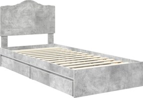 Postel s úložným prostorem s čelo Betonově šedá 90 x 190 cm 3413551