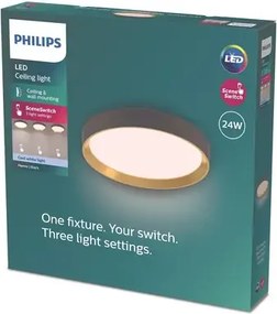 Philips HANNO 24W černá / LED stropní svítidlo / O38,4cm / 2800lm / 40