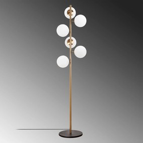OPVIQ Podlahová lampa FAZLI bronz mléčné sklo