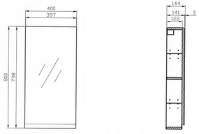 Cersanit - Moduo zrcadlová závěsná skříňka 40cm, bílá, S590-032-DSM