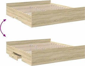 Rám postele se zásuvkami dub sonoma 200x200 cm kompozitní dřevo 3280267