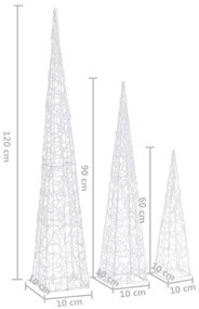 vidaXL Marketos Sada akrylových světelných LED kuželů modrá 60/90/120 cm