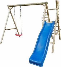Marimex | Dětská dřevěná houpačka Marimex 1 + modrá skluzavka | 11640362