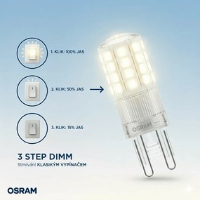 Krokově stmívatelná LED žárovka OSRAM G9 4W 2700K 470 LM