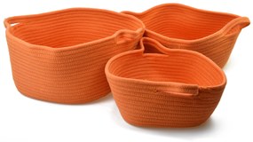 Vingo Sada 3 oranžových jutových košíků