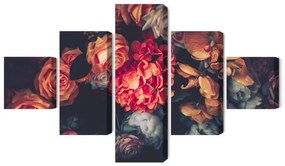 Vícedílný obraz Barevné Květiny Pro Vintage Styl Nedostatek Nedostatek Přírodní plátno 150x90