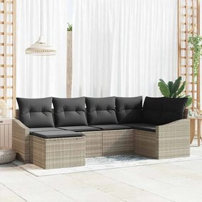 Set pohovek 6 ks Světle šedá polyratan 3346792