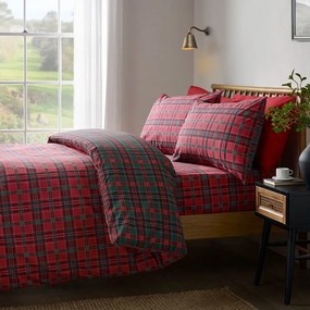 Červené/tmavě zelené povlečení na dvoulůžko 230x220 cm Tartan Check – Catherine Lansfield