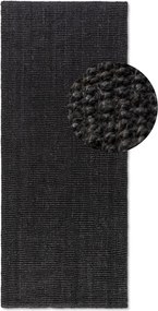Hanse Home, Běhoun Bouclé Jute 105976 Black, 80x200, černá, chodba / předsíň
