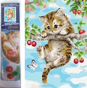 NORIMPEX Diamantové malování Koťátko na třešni / 30x40 cm