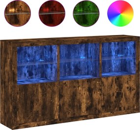 vidaXL Příborník s LED osvětlením 181,5 x 37 x 100 cm [3209153] Barva: kouřový dub