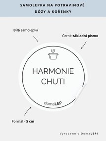 Samolepka na kořenky HARMONIE CHUTI bílá 5 cm základní písmo