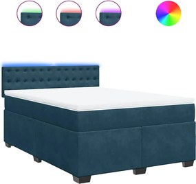 Box spring postel s matrací modrá 140 x 200 cm samet 3288646