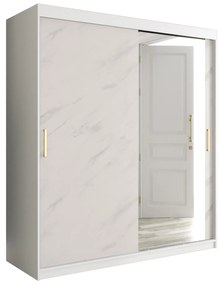 Šatní skříň 180 cm Marbelo T2 (matná bílá + bílý mramor). 1064596