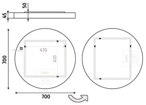 Nimco Bílé LED zrcadlo pr. 700 se dvěma dotykovými senzory - ZPB 31001RVX-05